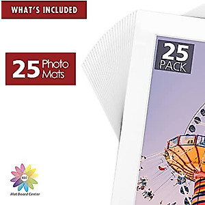 Mat Board Center, Pack of 25, 5x7 White Picture Mats with White Core for 4x6 Pictures