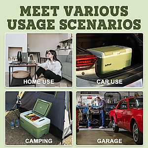 Setpower FC15 Portable 12v Refrigerator, -4℉-68℉ Fast Cooling Car Refrigerator, 15L/15.8Qt Car Fridge Portable Freezer with 12/24V DC & 110/240V AC, Electric Cooler (Green, 15L With AC Adapter)