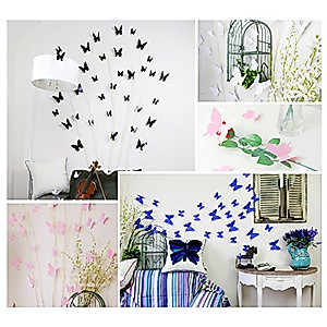 36PCS Butterfly Wall Decals - 3D Butterflies Wall Stickers Removable Mural Decor Wall Stickers Decals Wall Decor Home Decor Kids Room Bedroom Decor Living Room Decor (Pink)