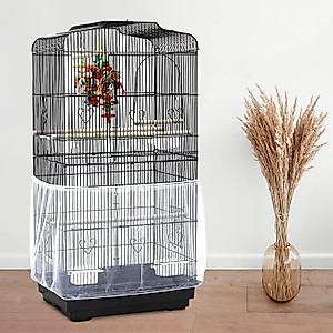 lustrioustoy Bird Cage Seed Catcher, Large, Seed Catcher Guard Net Cover, Prevent Scatter and Mess, Soft Airy Cage Net Stretchy Skirt, Prevent Scatter and Mess(White, 118 x 15.7 Inch)