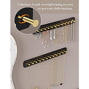 NiHome Wall Mounted Acrylic Jewelry Organizer 2-Pack, Durable Sleek Rack Strong Carbon Steel Hooks for Dressing Table, Bathroom, Kitchen, Hassle-Free Installation Multiple Mounting Options (Black)