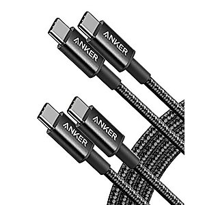 Anker USB C Cable, New Nylon USB C to USB C Cable (6ft, 2Pack), 60W(3A) USB C Charger Cable for iPad Mini 6, iPad Pro 2021/2020, iPad Air 4, MacBook Pro 2020, Samsung Galaxy S23/S22/S21,Switch