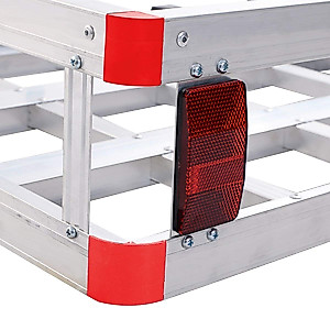 GOFLAME Aluminum Hitch Mount Cargo Carrier 60" x 22" Heavy Duty Luggage Basket Medical Rack Ramp Mobility and Equipment 500LBS Cargo Carrier for SUV, Truck, Car, Silver