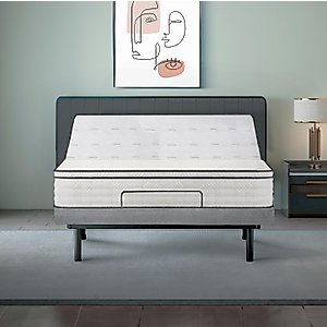 Irvine Home Collection King Adjustable Base with 12 Inch Gel Memory Foam Mattress | Dual Massage | Underbed Light | Wireless Remote | USB Ports | Zero Gravity