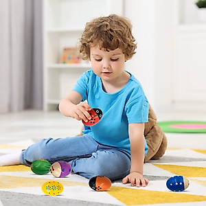 Wooden Maracas for Kids, Colorful Egg Shakers Toy for Boys and Girls Aged 1-3 Years, Gift for Preschool Children, Early Education Toys, 6-Pack Easter Eggs