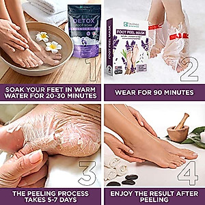 Foot Exfoliator Peeling Mask for Dry Cracked Feet - 3 Pack - Remove Dead Skin and Toxins with Lavender Foot Detox Effect - Foot Peel Mask for Baby Soft Feet by Lavinso