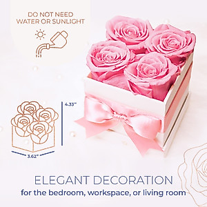 AROMEO Pink Roses, A Gift That Lasts | Fresh Flowers for Delivery, Mothers Day Gifts, Mom, Girlfriend, Wife, Mother, Birthday, Women Gift. Preserved Fresh Cut Zero Maintenance Roses with Box