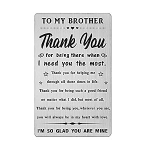 LGQDYMZ Brother Birthday Card Gifts, Thank You Brother Engraved Wallet Card Idea Presents