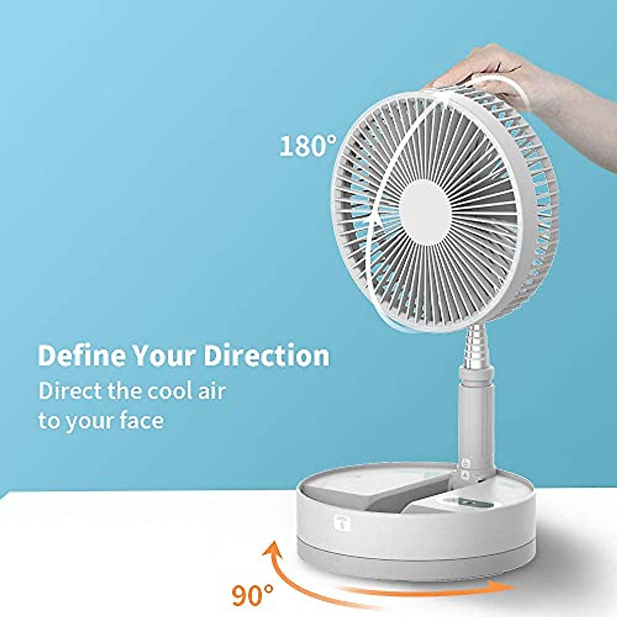 AIHANCH Portable Standing Fan, Foldable 10800mAh Rechargeable Battery Operated Fan, 4 Speeds Height Adjustable Oscillating Floor Fan for Bedroom with Remote Timer Night Light for Home Outdoor Camping