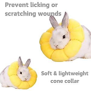 Rabbit Protection Cone Extra Small Soft Elizabethan Collar for Bunny Chinchilla Guinea Pig Small Cat Recovery Collar Kitten E Collar Alternative After Surgery Wound Healing Donut Collar (Yellow, XS)