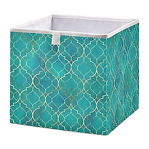 SDMKA Cube Storage Bin Moroccan Texture Fabric Storage Cubes Foldable Storage Baskets Collapsible Cube for Shelf Closet Home Organizers, 11 Inch