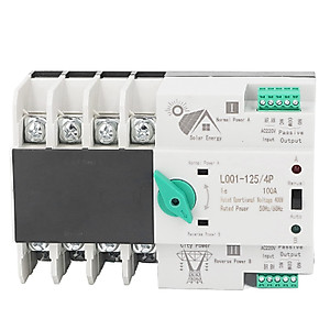 Dual Power Automatic Transfer Switch AC 400V 4P 100A ATS PC Automatic Changeover Toggle Switch for Municipal Electricity, UPS, Inverter, Solar