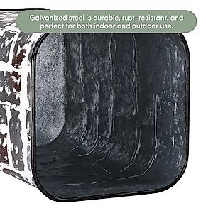 Hallops Set of 2 Rustic Storage Ottoman Seat Stool - Rustic End Table with Storage Container Bin - Galvanized Metal Finish with Wood Cover - Country Cottage Style Accent Furniture - Grey