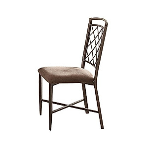 ACME Aldric Side Chair (Set-2) - - Fabric & Antique