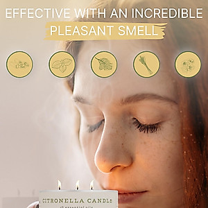 BUZZ DEFENDER 14oz Citronella Candles Outdoor - 100% Natural & Highly Effective 3 Wick Citronella Candles Outdoor - Large Citronella Candle Outdoor - Outdoor Citronella Candles for Patio | 2 Pack, 64h