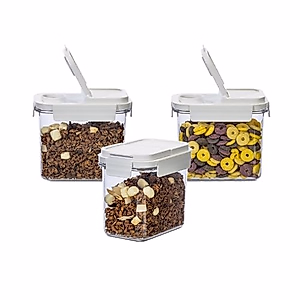 NBILIC Cereal Containers Storage Cereal Dispenser For Pantry Organization BPA Free Food Containers With Lid, Meal Rrep Containers Reusable (FG-3PCS)