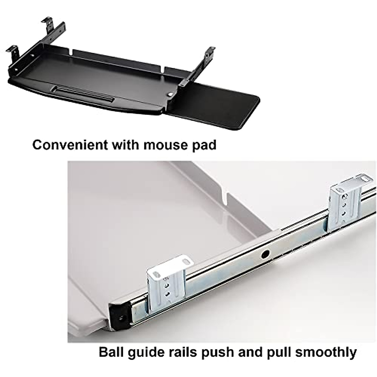 Keyboard Stand, Sliding Keyboard Tray, Under Desk Slide Out Keyboard Holder Drawer Slide, Keyboard Drawer Under Desk with Mouse Platform