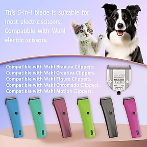 Detachable Adjustable Pet Dog Grooming Clipper 5-in-1 Blade Compatible with WAHL Professional Animal Blade Arco, Bravura, Chromado, Creativa, Figura, and Motion Pet, Dog, and Horse Clippers. 1Pack