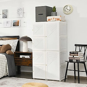 n/a Foldable Armoire Wardrobe Closet with 8 Cubby Storage Closet Shelf Storage Bedroom Furniture Storage Cabinet