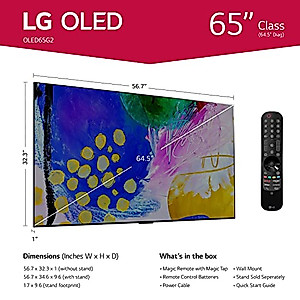 LG G2 Series 65-Inch Class OLED evo Gallery Edition Smart TV OLED65G2PUA, 2022 - AI-Powered 4K TV, Alexa Built-in