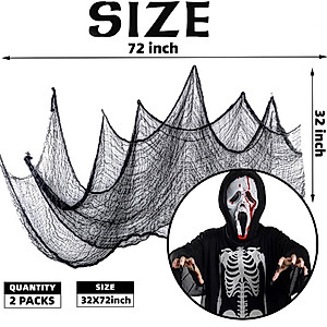 KITCHSTAR 5Pcs Halloween Creepy Cloth 32 x 72inch-Halloween Decorations Clearance Scary Spooky Cloth Creepy Gauze, Hanging Gauze Decor for Halloween Party Decoration Indoor Outdoor (3 Black+2 White)
