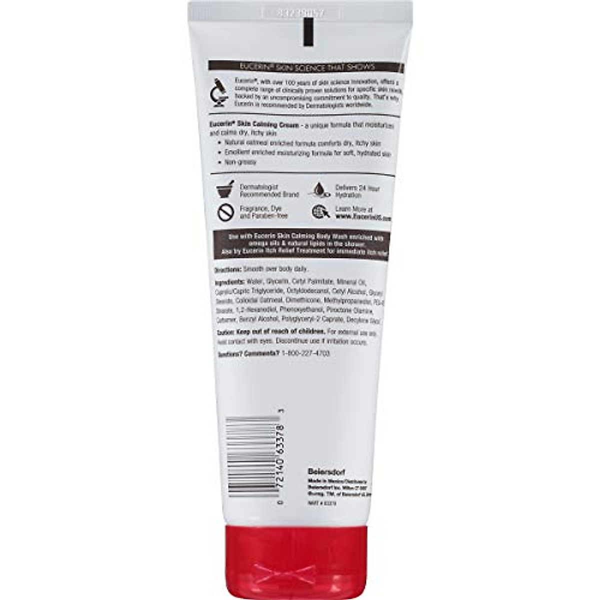 Eucerin Skin Calming Cream - Full Body Lotion for Dry, Itchy Skin, Natural Oatmeal Enriched - 8 oz. Tube (Pack of 3)