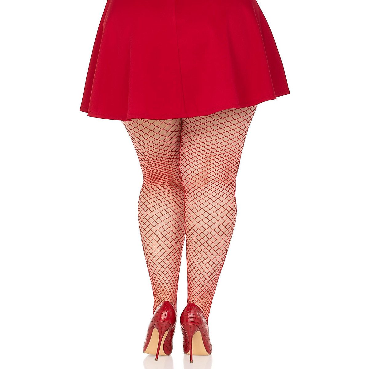 Leg Avenue Women's Spandex Industrial Fishnet Tights, Red, One Size