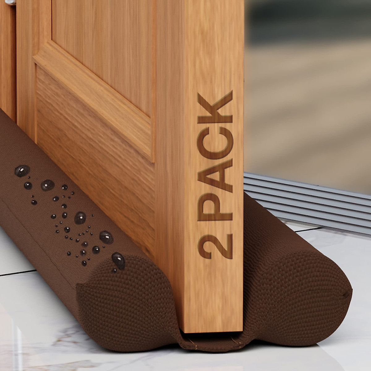 Home Intuition 36 inch Twin Door Draft Stopper for Bottom of Doors Weather Stripping, Brown, 2 Pack