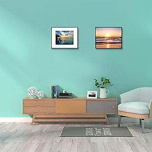 AUEAR, 16x20 Picture Frame - Display Photos 11x14 with Mat or 16x20 Without Mat - Aluminum Metal Pictures Frame for Wall Mounting - Real Glass (Black)