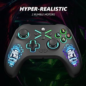 Dinosoo RGB Wireless Controller for Xbox Series X/S/Xbox One/Xbox One S/One X, Android PC, Built-in Battery Dual Vibration Turbo Function 3.5mm Headphone Jack Macro Function, 2.4GHz Adapter 1025 SYH