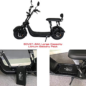 H4-Pro 2000W Electric Scooter Adult Citycoco 37.5mph One-Button Start Front and Rear Disc Brakes 60V 21.8Ah Removable Lithium Battery with Large Display