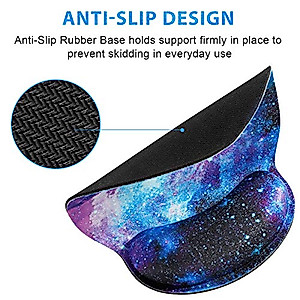 ToLuLu Mouse Pad with Wrist Rest Support, Gel Cute Mouse Pads Non Slip Rubber Base Mousepad, Ergonomic Mouse Wrist Rest Pad for Laptop Computer Home Office Working Gaming Pain Relief, Nebula Galaxy