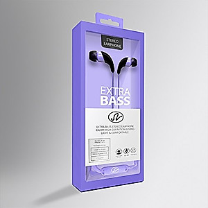 Universal Wired Earphones with Mic Stereo for iPhone, iPod, iPad, Samsung, Android Smartphone, Tablets, MP3 Players 3.5MM Jack (Purple)