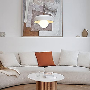 Globe Electric 60403 Jackie 1-Light Pendant, Matte White, Matte Brass Accents, White Cloth Cord