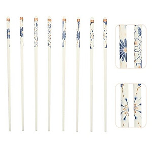 Luxshiny Metal Chopsticks Ceramic Chopsticks 4Pairs Square Japanese Style Non- Slip Cooking Serving Chopsticks Reusable Sushi Chopsticks Kitchen Supplies for Restaurant Home Use Japanese Decor