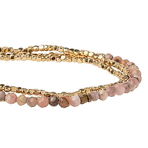 Scout Curated Wears - Women's Delicate Stone Wrap Bracelet & Necklace - Rhodochrosite/Gold - Stone of Love
