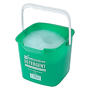 RW Clean 6 Quart Cleaning Buckets, 10 Detergent Square Buckets - With Measurements, Built-In Spout And Handle, Green Plastic Utility Buckets, For Home Or Commercial Use, - Restaurantware