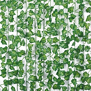 Elements Fake Ivy Garland, Poly Silk Ivy Wall decor with UV protection, Indoor Outdoor Décor for Living Room, Bedroom , Party, Wedding and Patio and Poolside, 79 Inch, 1680 Leaves, Green