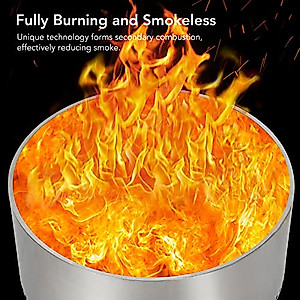 27" Portable Stainless Steel Smokeless Fire Pit with Removable Stand and Ash Pan - For Camping, Backyard, Patio