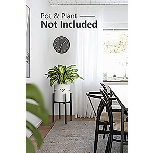 Mkono Plant Stand - EXCLUDING Plant Pot, Mid Century Modern Tall Metal Pot Stand Indoor Flower Potted Plant Holder Plants Display Rack, Fits Up to 10 Inch Planter, Black