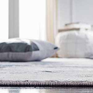 SAFAVIEH Amelia Collection Runner Rug - 2' x 12', Grey & Blue, Modern Abstract Design, Non-Shedding & Easy Care, Ideal for High Traffic Areas in Living Room, Bedroom (ALA232G)