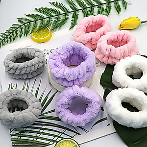 4 Pairs Microfiber Wrist Wash Bands Set,Soft Spa Face Absorbent Wristbands Wrist Sweatband No Drip Cleansing Cuffs Sweatband for Women Girls (Mixed)