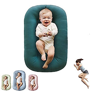 oliwex Baby Lounger,Baby Lounger Pillow for Newborn, 0-12 Months Baby Pillow Cosleeping for Baby in Bed, Newborn Lounger for Boys Girls (Malachite Green)