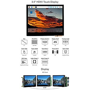 Waveshare 3.5inch HDMI LCD, Compatible with Raspberry Pi 5/4B/3B/Zero/Zero W/Zero 2W/Pico/Pico W/Pico WH, Capacitive Touch IPS LCD Display, 640×480, Audio Jack