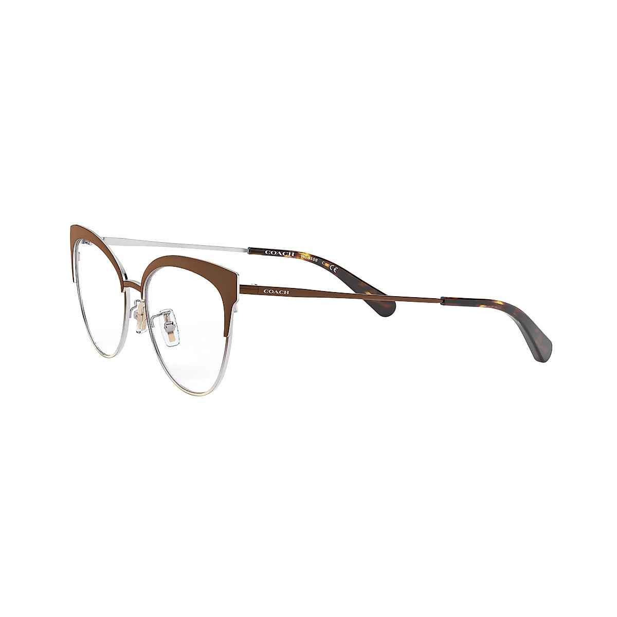 Coach HC5108 Prescription Eyewear Frames, Brown Silver Gold Gradient/Demo Lens, 54 mm