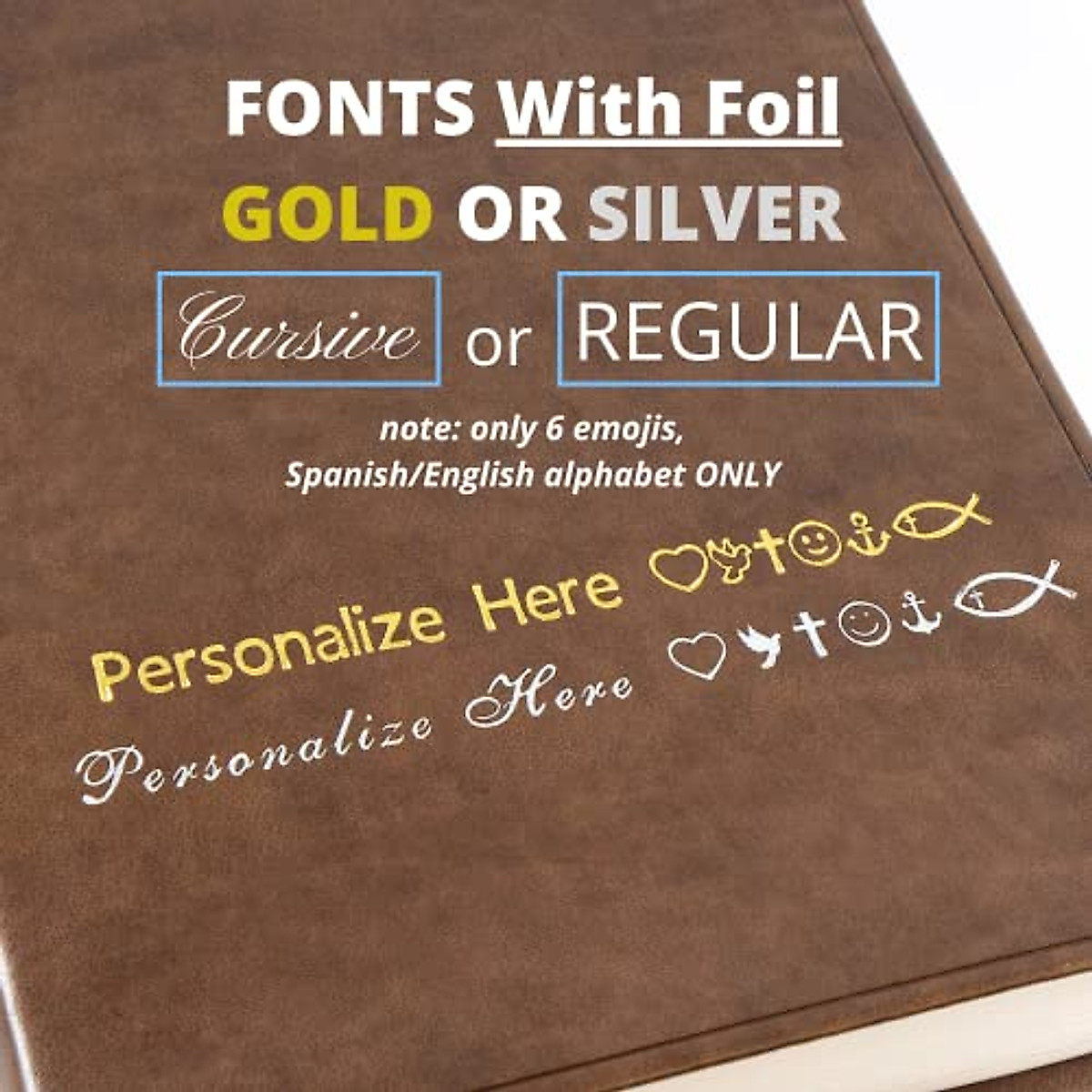 Personalized Bible Custom Text Your Name KJV Giant Print Two-Tone Brown Bible King James Version Custom Made Gift for Baptism Christenings Birthdays