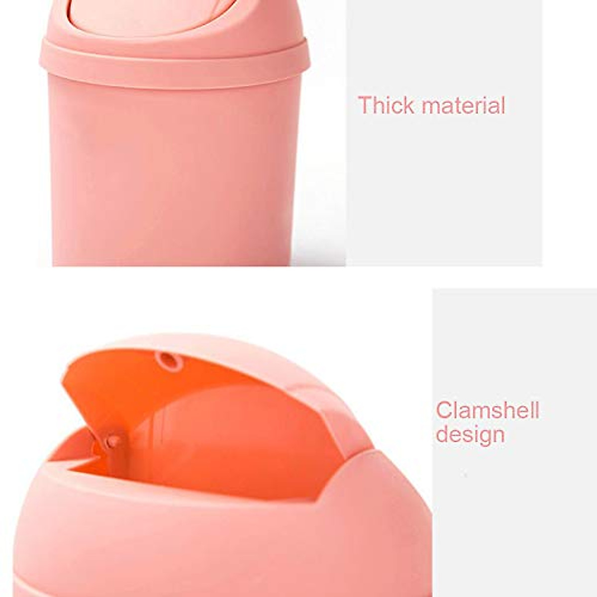 Bonlting 2Pcs Mini Table Trash Can Plastic Small Tiny Desktop Wastebasket Trash Can with Swing Lid for Bathroom Vanity Countertop or Table(Pink Purple)