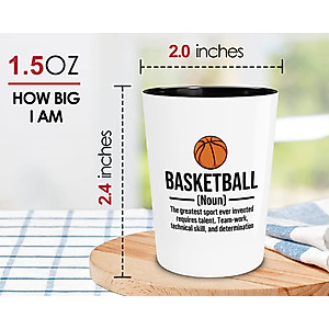 Flairy Land Basketball Shot Glass 1.5oz - Basketball definition - Playmaker Center Point Guard Shooting Guard Teammate Basketball Coach Trainee