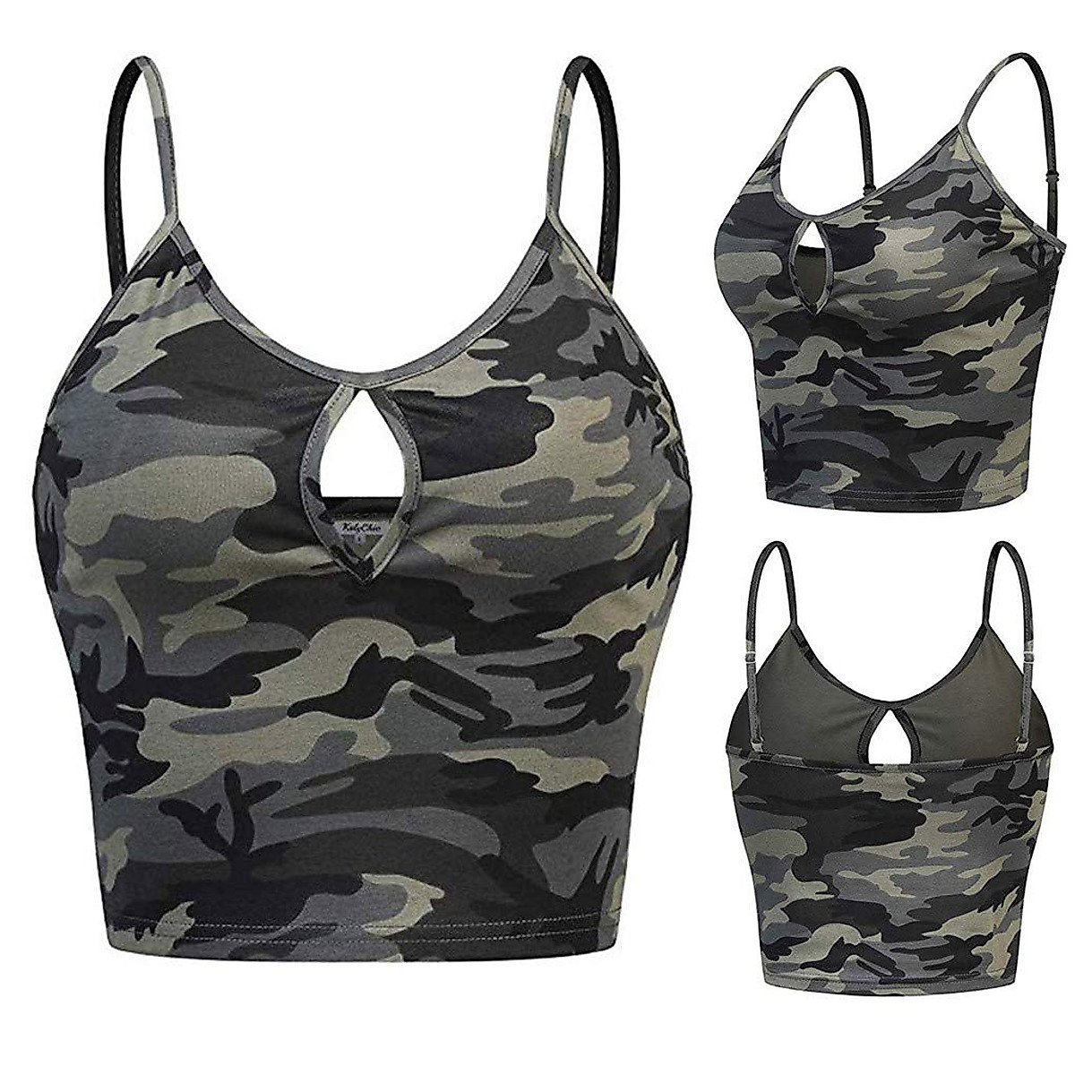 Aniywn Women's Short Crops Camisole Vest T-Shirt Sleeveless Ladies Camouflage Print Tank Tops Blouse