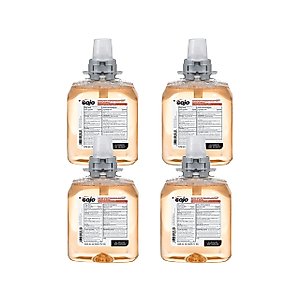 GOJO Luxury Foam Antibacterial Handwash, Fresh Fruit Fragrance, 1250 mL Foam Hand Soap Refill FMX-12 Push-Style Dispenser (Pack of 4) – 5162-04